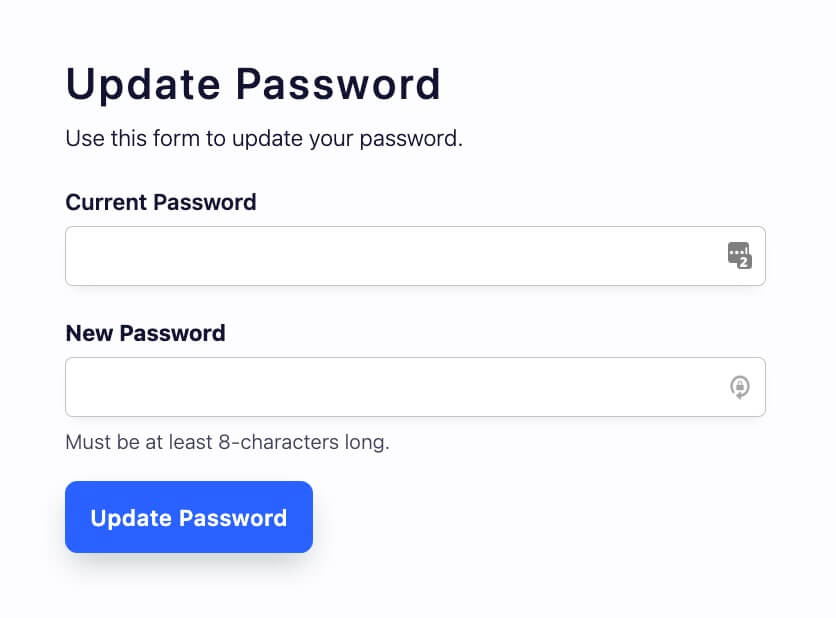 Update Password Free Webflow Component